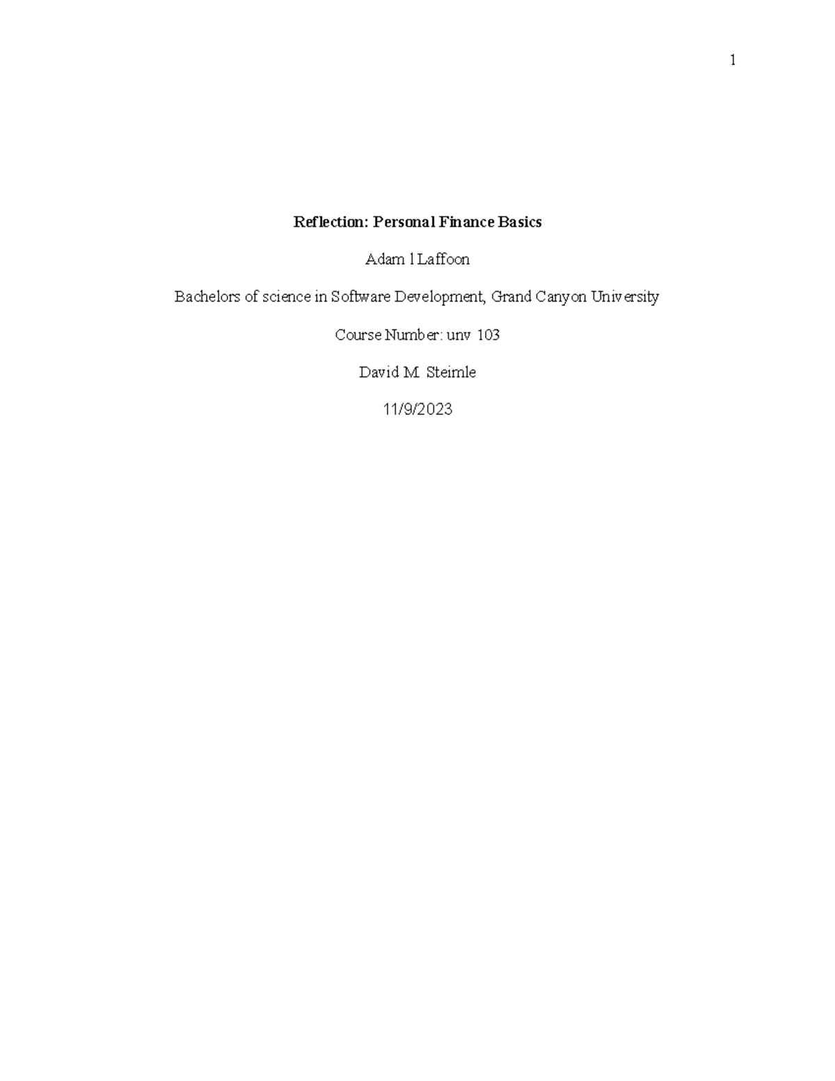 Homework Reflection Academic Path - Reflection: Personal Finance Basics ...