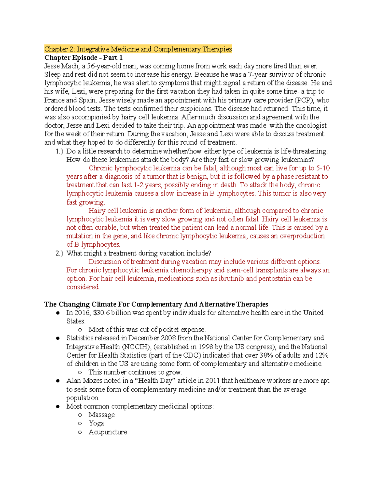 Disease Processes of Man Chapter 2 Notes - Chapter 2: Integrative ...