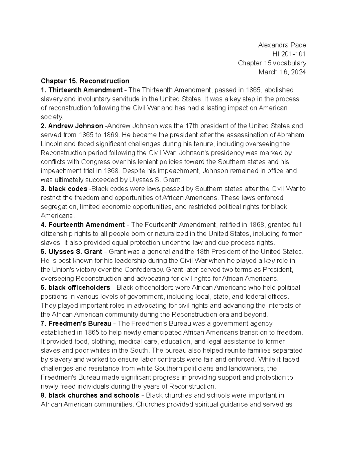 HI CH 15 vocab - Alexandra Pace HI 201- Chapter 15 vocabulary March 16 ...