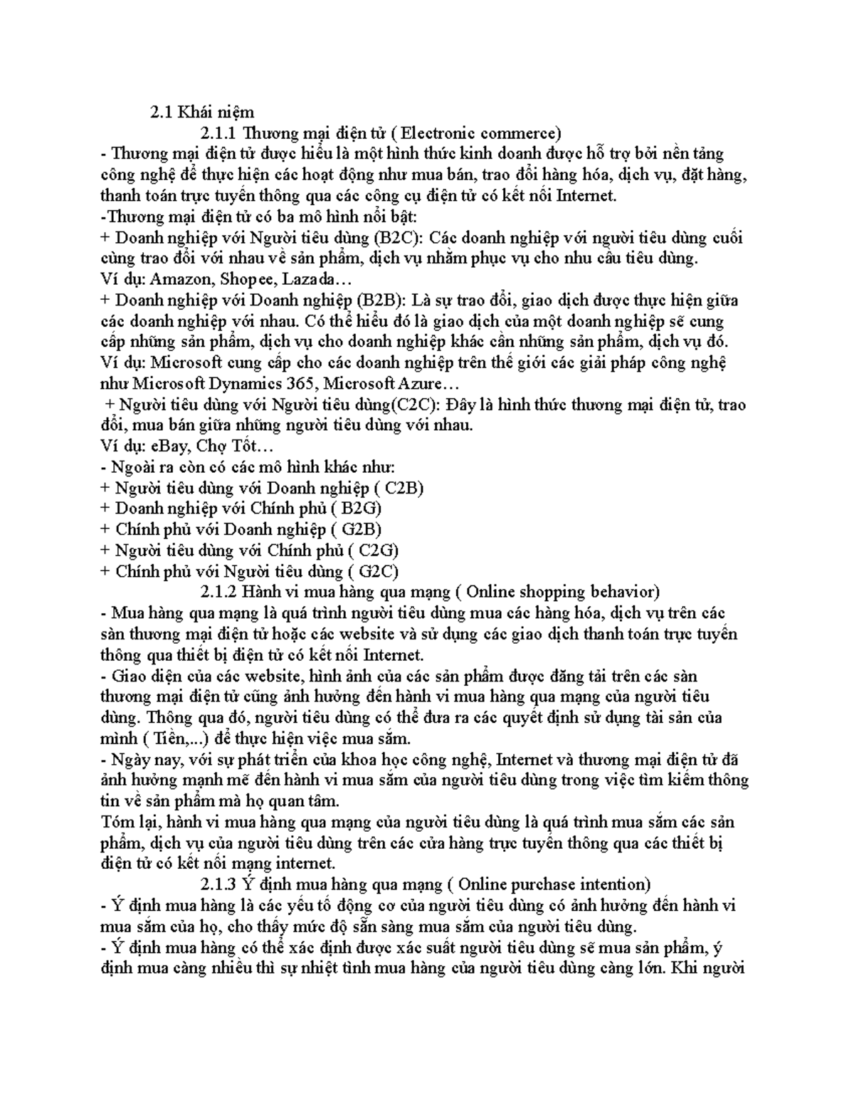 TMĐT - vhhffr ftd jhgf gfgn - 2 Khái niệm 2.1 Thương mại điện tử ...