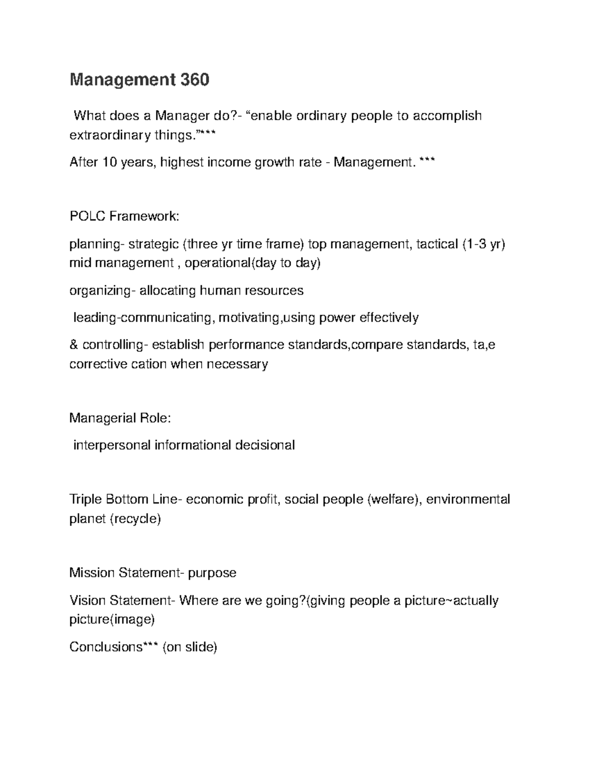 Management 360 - Lecture notes 1-3 - Management360 WhatdoesaManagerdo ...