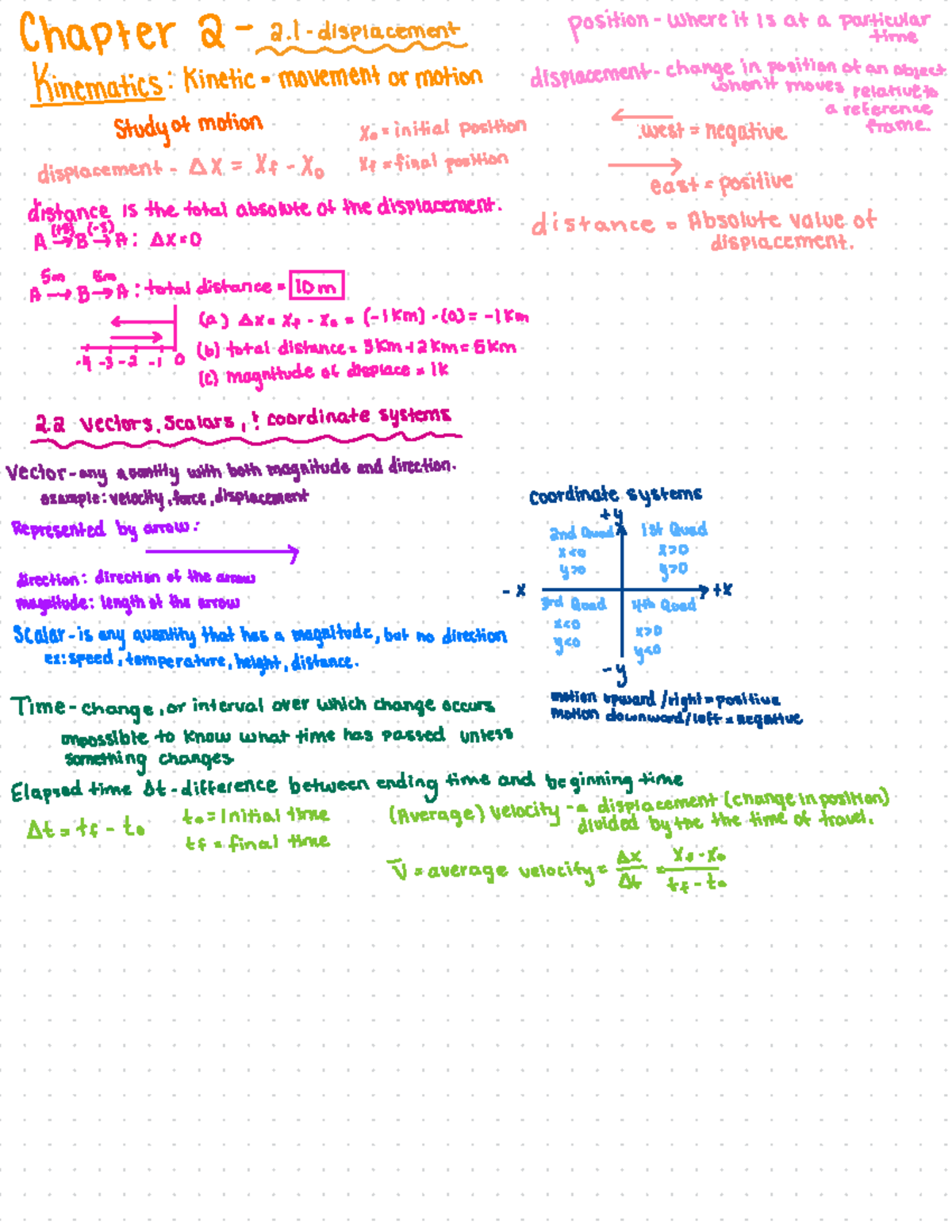 Physics I chapter 2 - Displacement - Chapter 2- . 1-displacement position - where it is at a ...