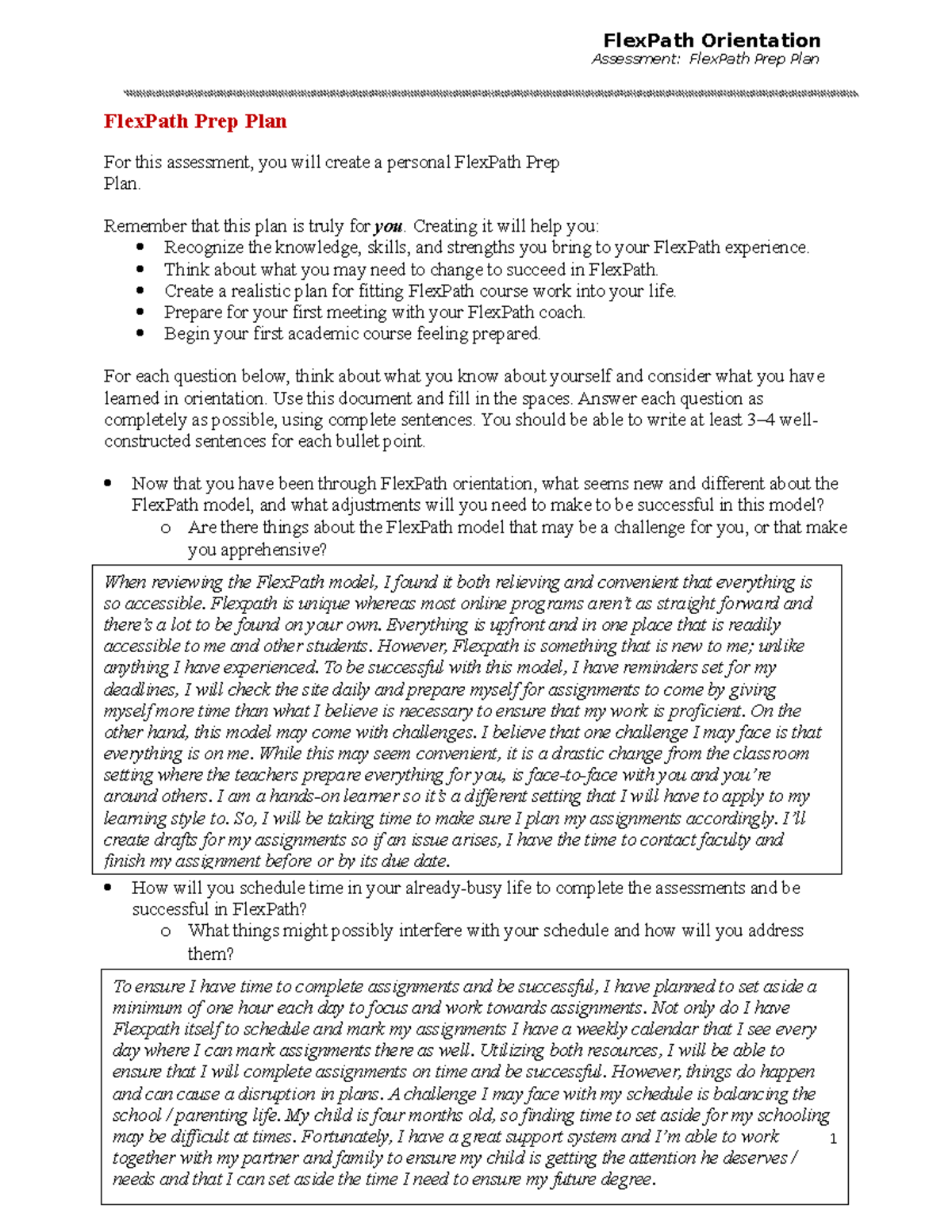 FPO2001 Kaminsky Brooke Flex Path Prep Plan1-1 - FlexPath Prep Plan For ...