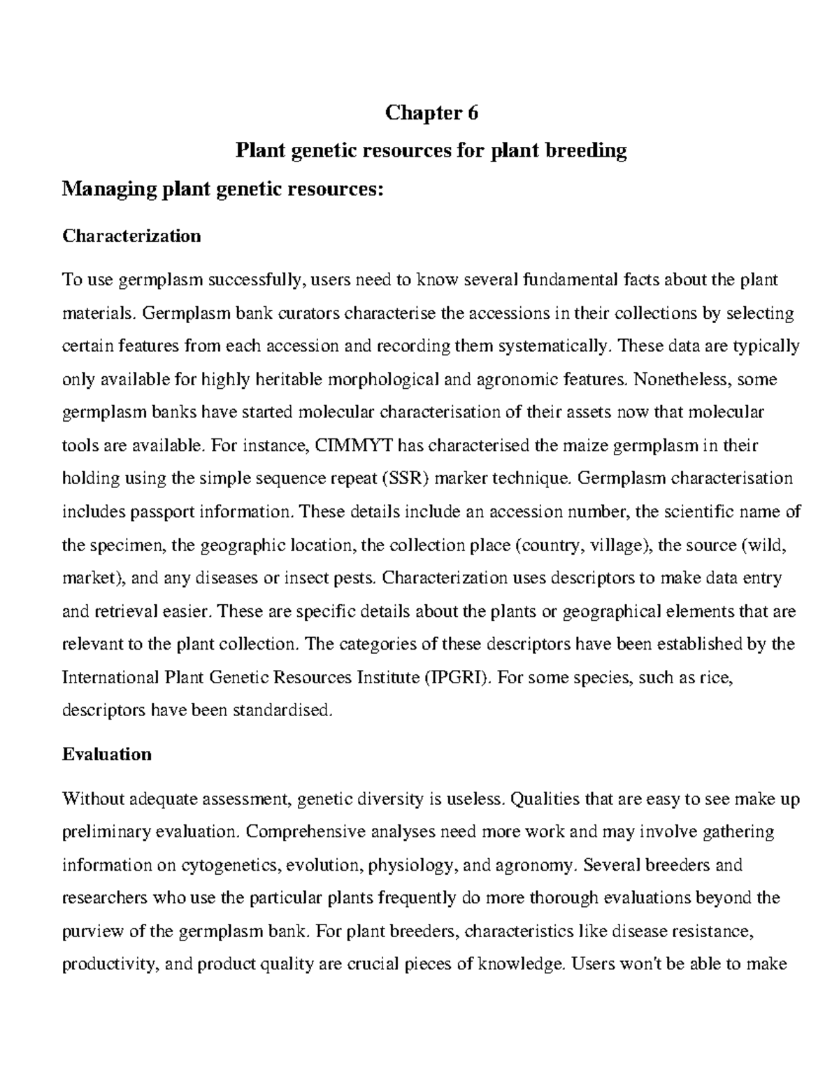 Principles of plant genetics and breeding 43 - Chapter 6 Plant genetic ...