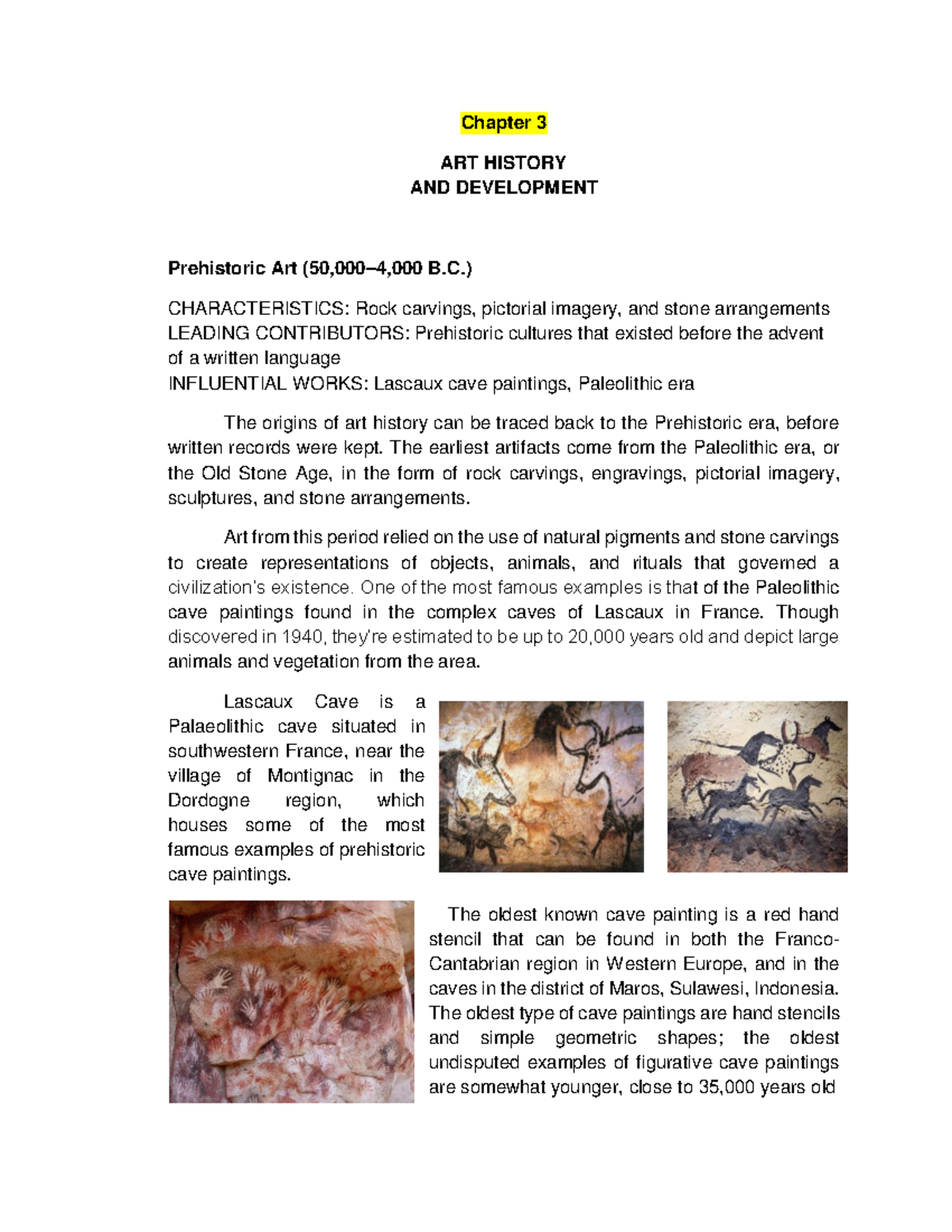 Chapter 3 Art History and Development - Chapter 3 ART HISTORY AND ...