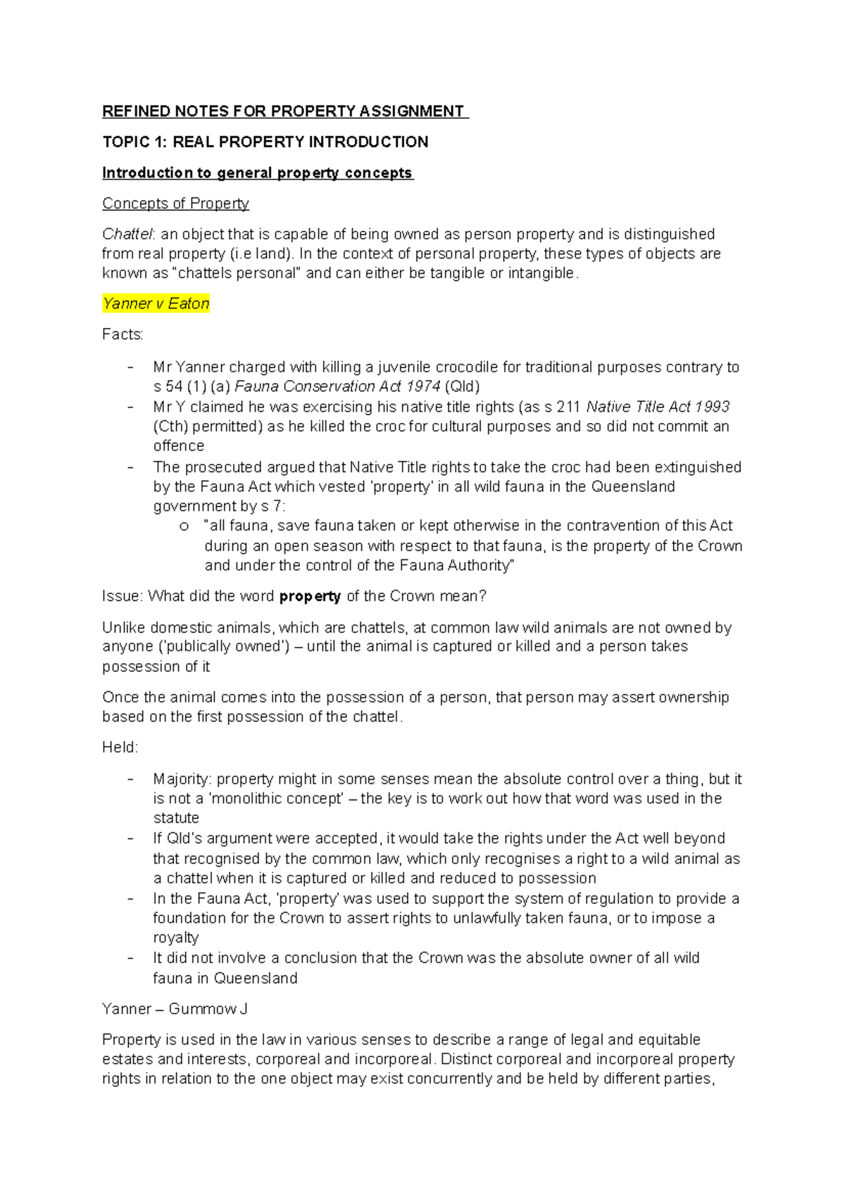 Refined Notes FOR Property Assignment - REFINED NOTES FOR PROPERTY ...