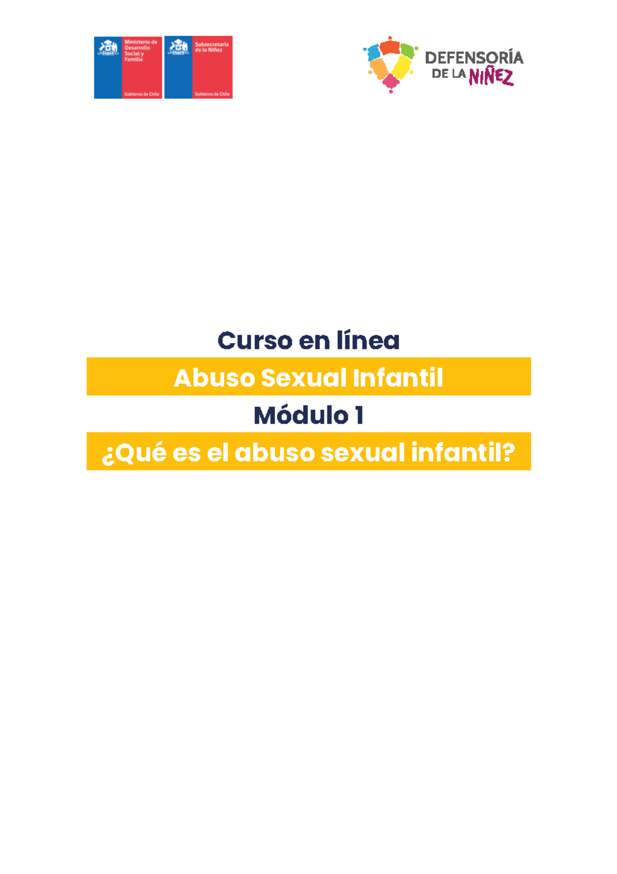 Módulo1 apunte VF - Curso en línea Abuso Sexual Infantil Módulo 1 ¿Qué es el abuso sexual ...