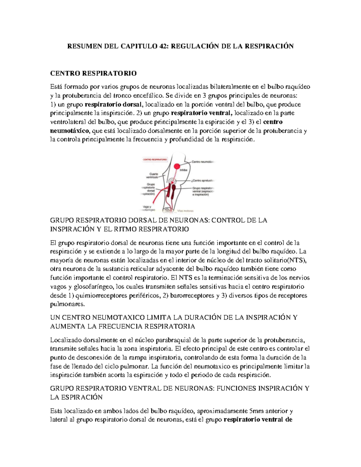 Resumen DEL Capitulo 42 Guyton Y HALL - RESUMEN DEL CAPITULO 42: REGULACIÓN DE LA RESPIRACIÓN ...