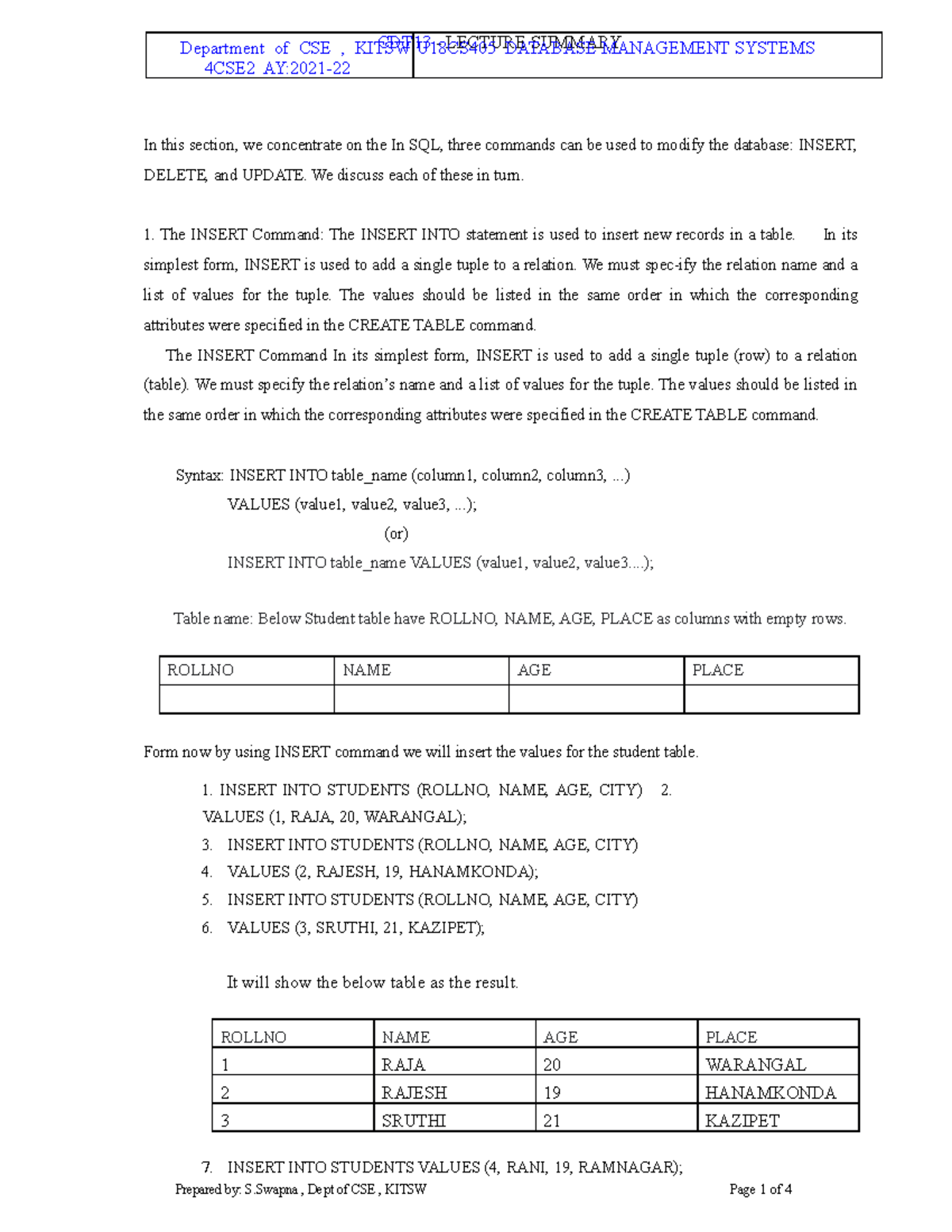 Dbms13 Important Topics In Dbms In This Section We Concentrate On The In Sql Three 