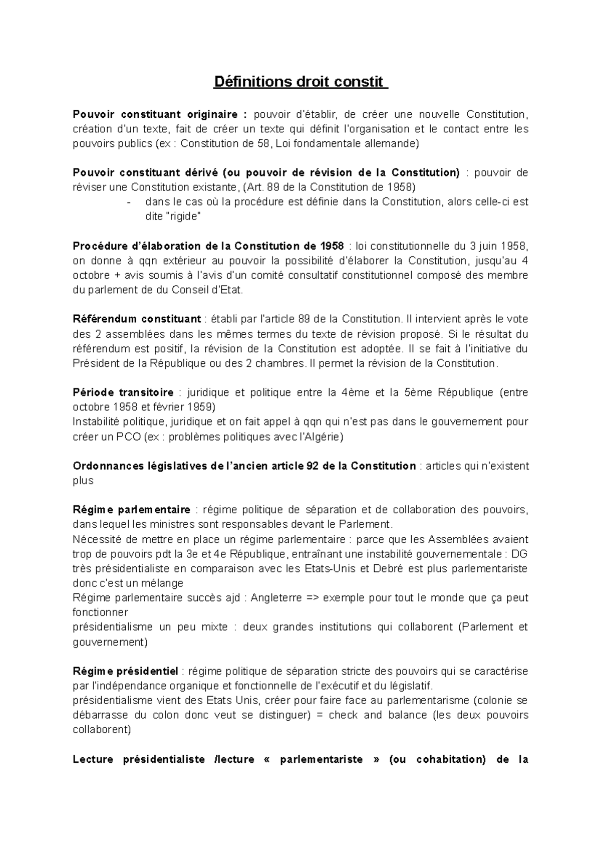 Définitions droit constit - Définitions droit constit Pouvoir ...