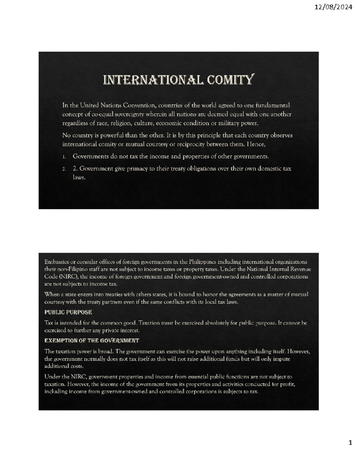 E. Gaysis Income Taxation AY24-25 p2 - INTERNATIONAL COMITY In the ...