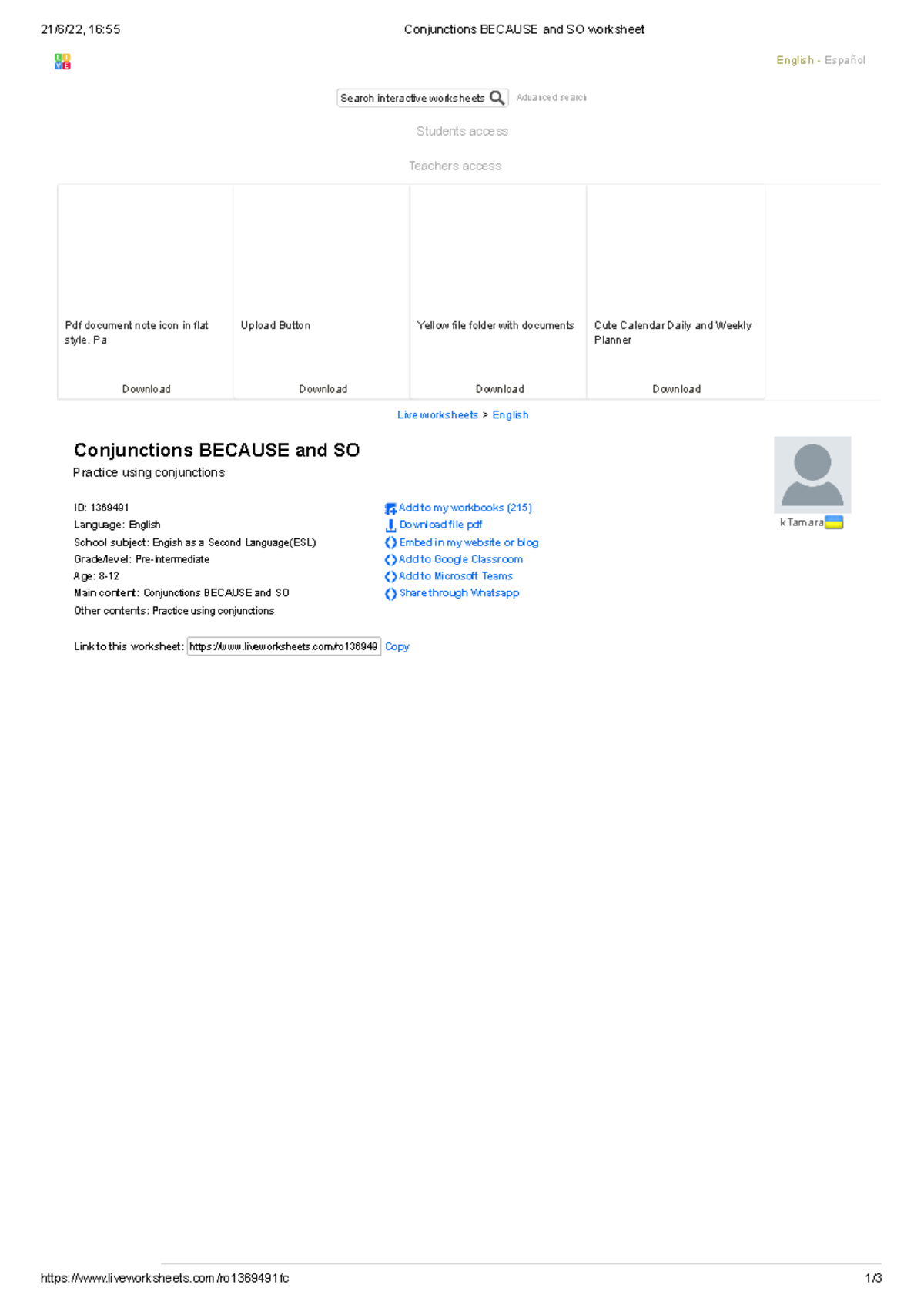 Class Activity - Expressing Reasons AND Results (SO - Because) - 21/6 ...