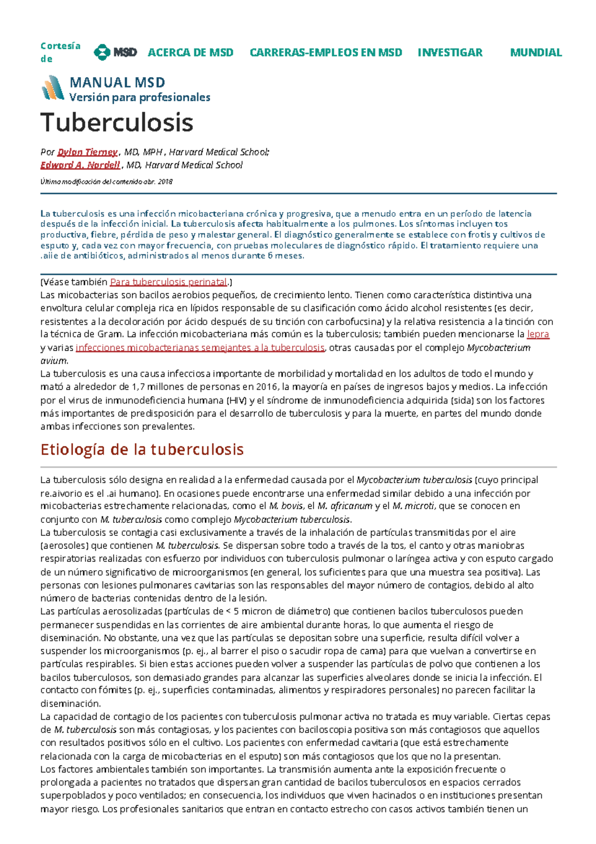 Tuberculosis - Tuberculosis Por Dylan Tierney , MD, MPH , Harvard ...
