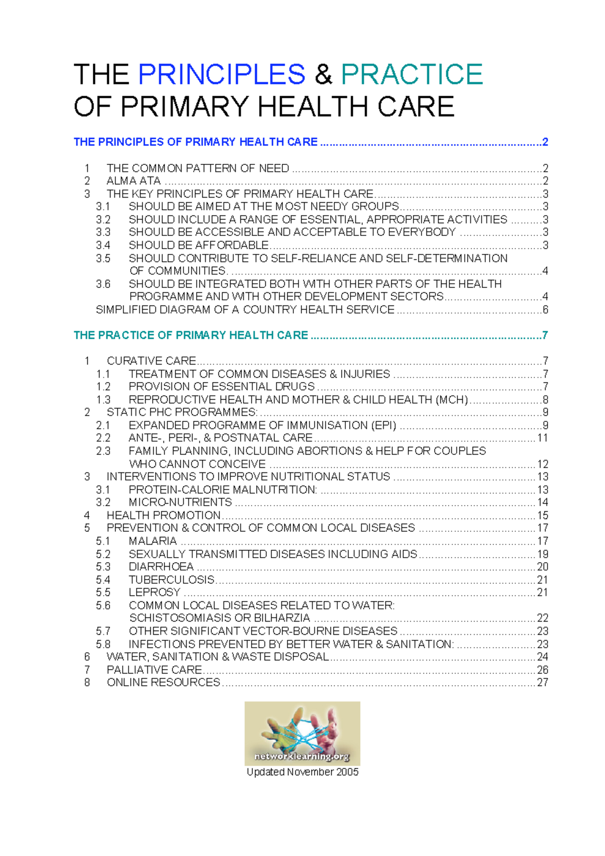 Principles and practices of PHC - THE PRINCIPLES & PRACTICE OF PRIMARY ...
