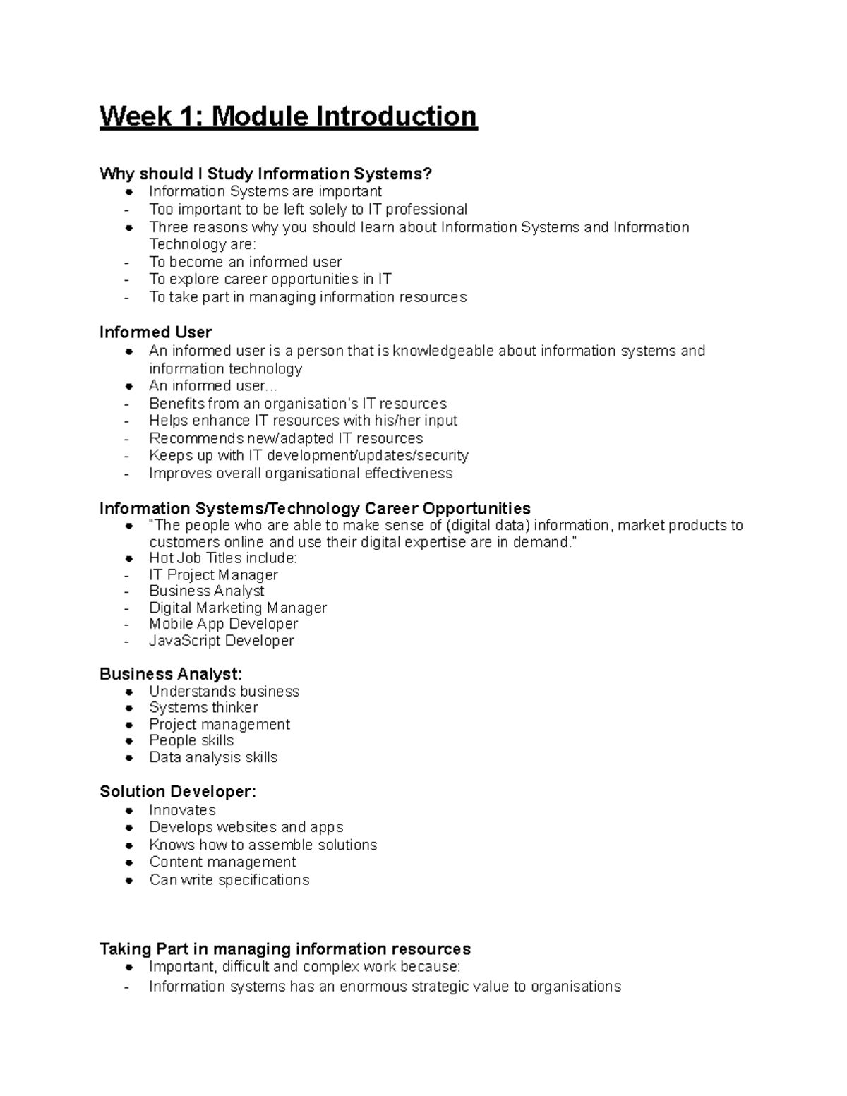 INFO101 Week 1 Module Introduction - Week 1: Module Introduction Why ...