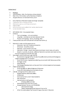 Maori 123 notes - Week 1 Aotearoa Kupe and Kuramarotini- polynesian ...