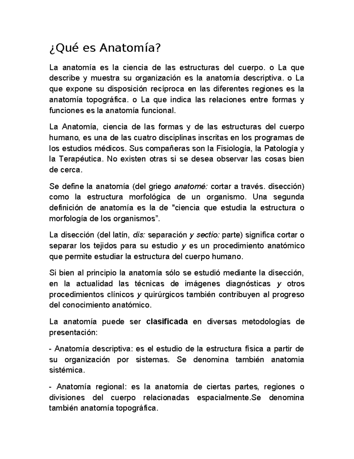 Generalidades de la anatomia - ¿Qué es Anatomía? La anatomía es la ...