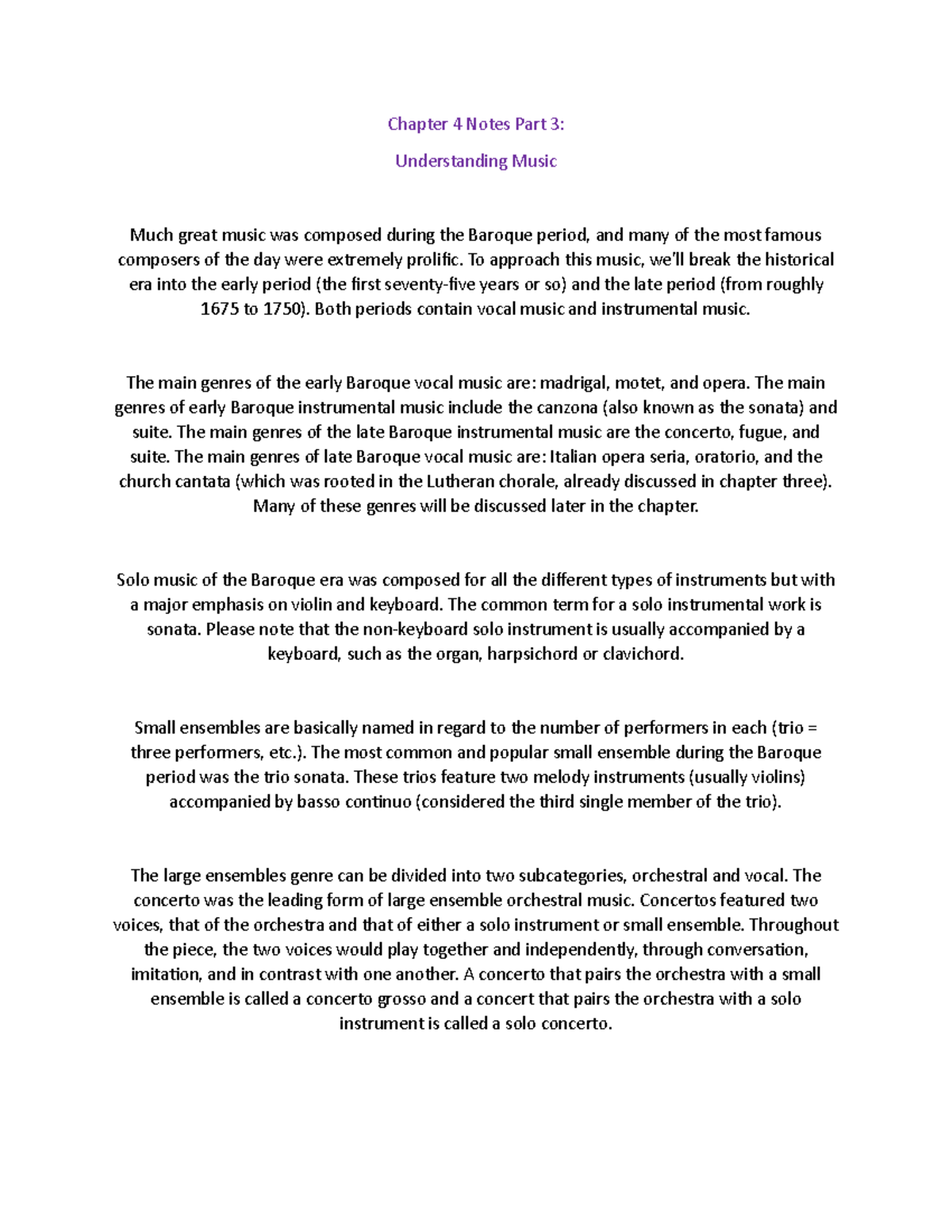 Chapter 4 Notes Part 3 - Chapter 4 Notes Part 3: Understanding Music ...