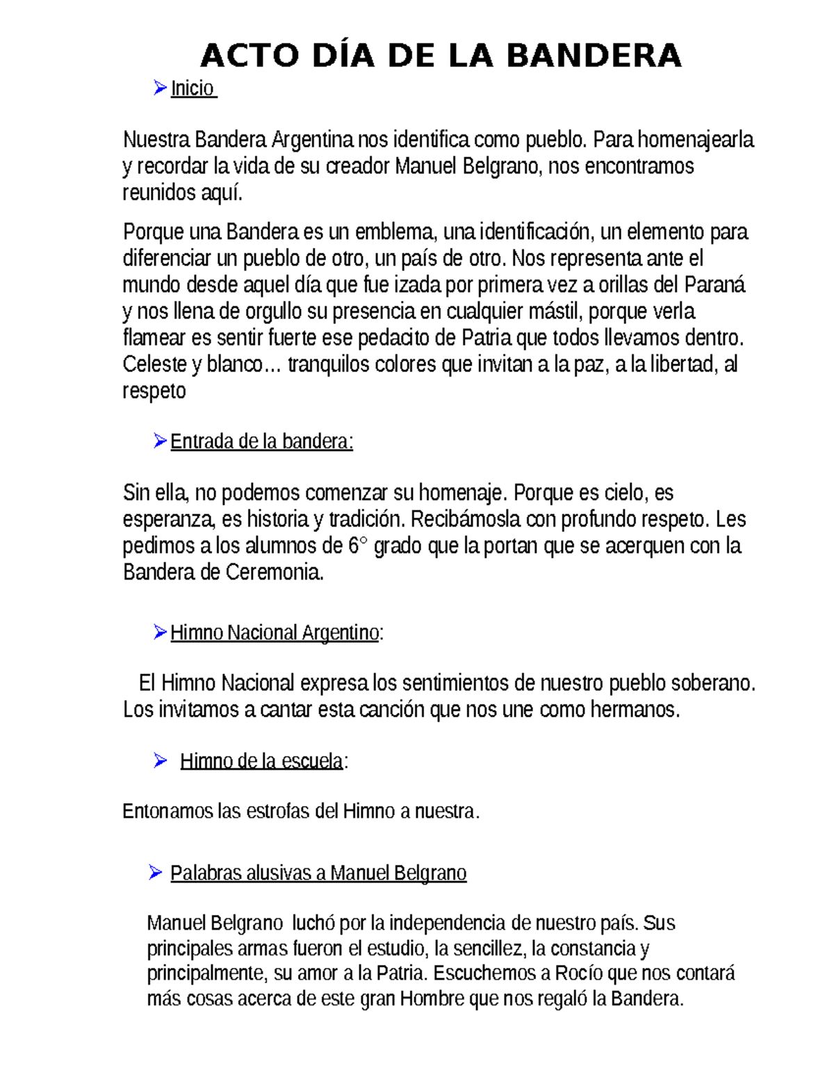 ACTO DÍA DE LA Bander 1 - ACTO DÍA DE LA BANDERA Inicio Nuestra Bandera ...