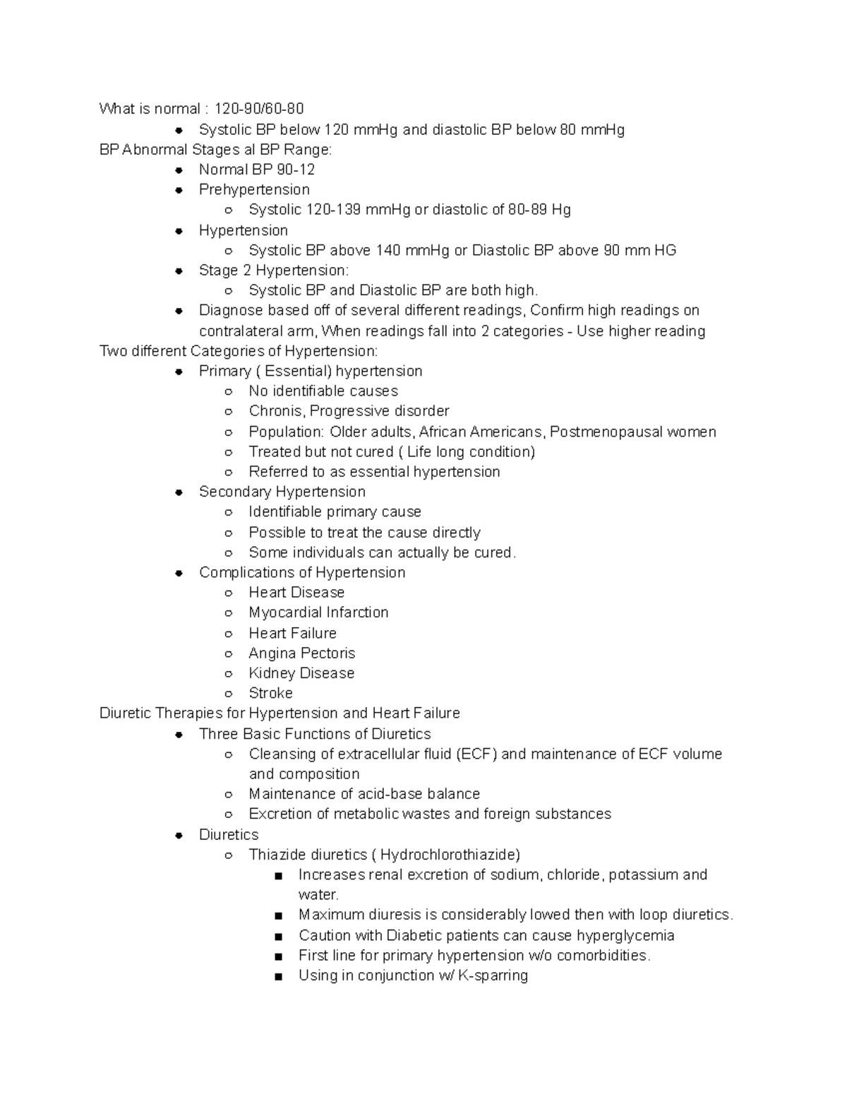 Pharm Exam 2 Study Guide Review - What is normal : 120-90/60- Systolic ...