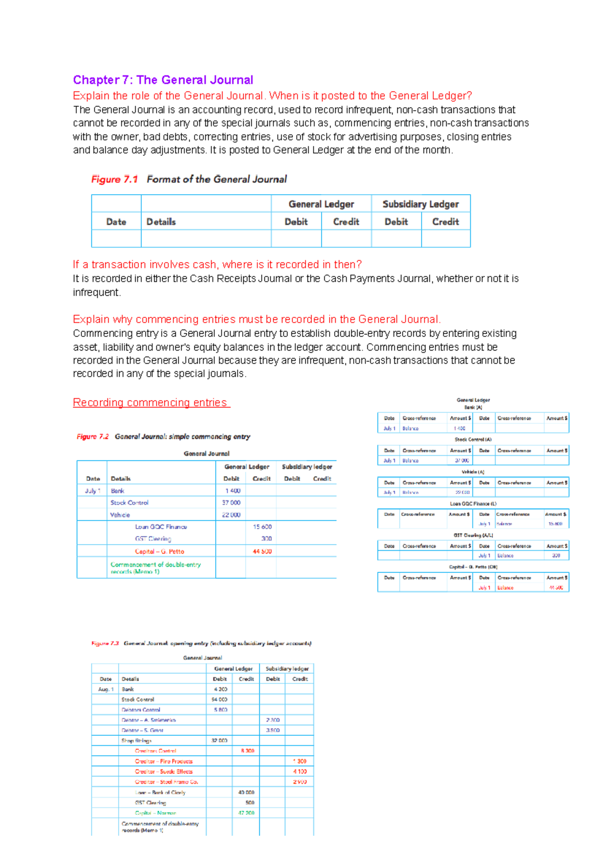 Ch 7,8,9 - Ch 7,8,9 Accounting - Chapter 7: The General Journal Explain ...