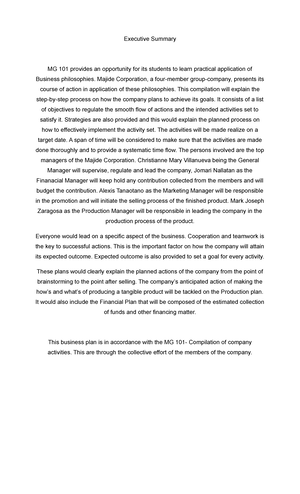 Production plan, an example - MG 101-Business Organization Mrs ...