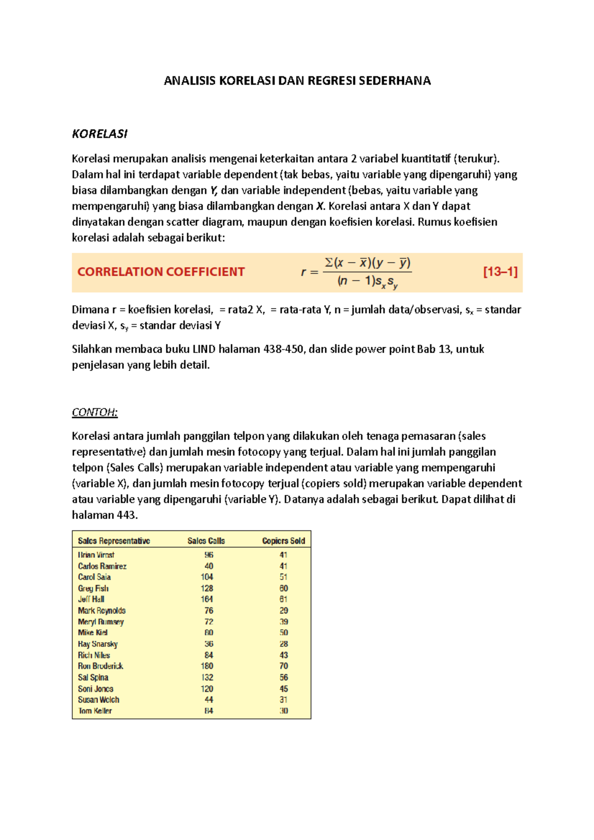 Analisis Korelasi DAN Regresi Sederhana - ANALISIS KORELASI DAN REGRESI SEDERHANA KORELASI ...