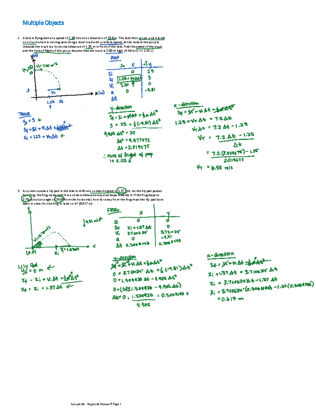 Projectile Motion II Solutions - A bird is flying east at a speed of 7 ...