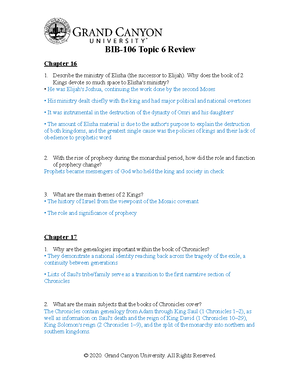 BIB-106 Week 1 Review - BIB-106 Topic 1 Review Fill in the review as ...