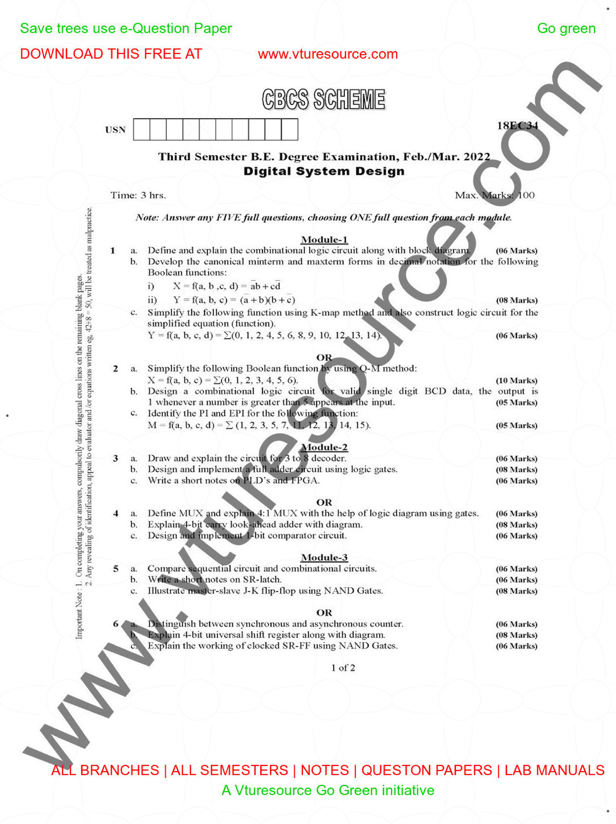 Mar-2022 question paper dsd - Electronics - Studocu