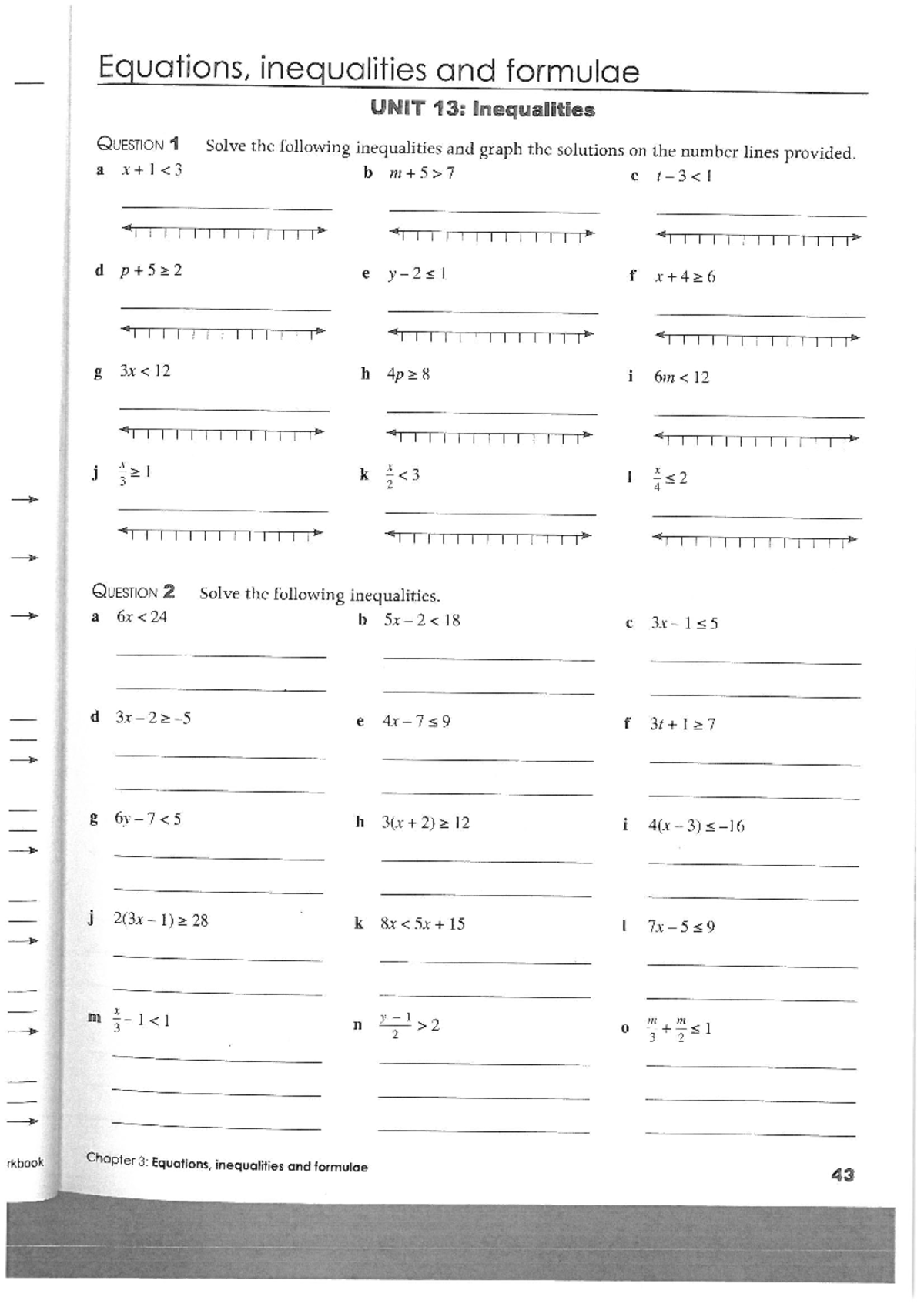 1-2 Inequations - Equations, inequalities and formulae UNIT 13 ...