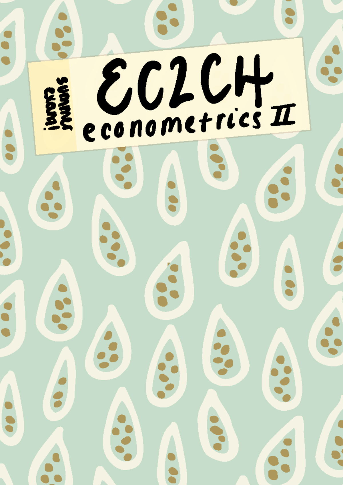 Econometrics II - handwritten notes - e ECICH econometrics It CONTENTS ...