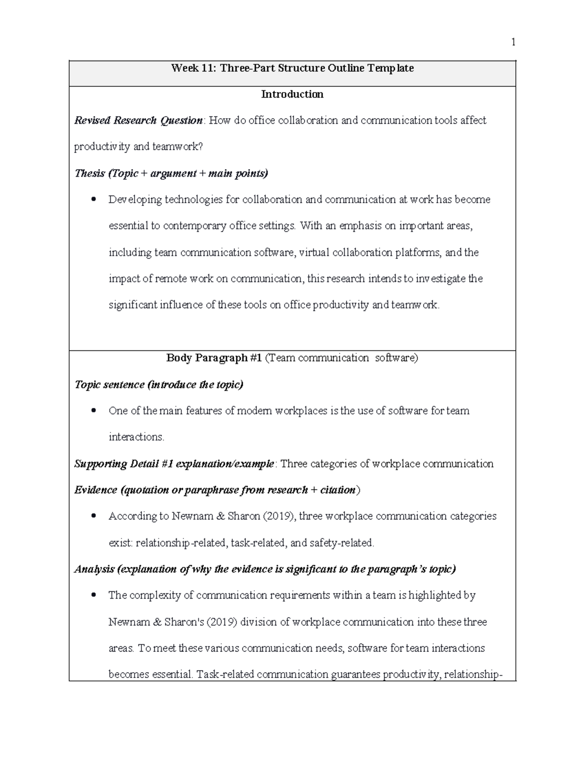 Week 11 Three part structure - Week 11: Three-Part Structure Outline ...