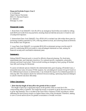 Financial Portfolio Project part 4 - Mitchell February 20, 2024 Upon ...