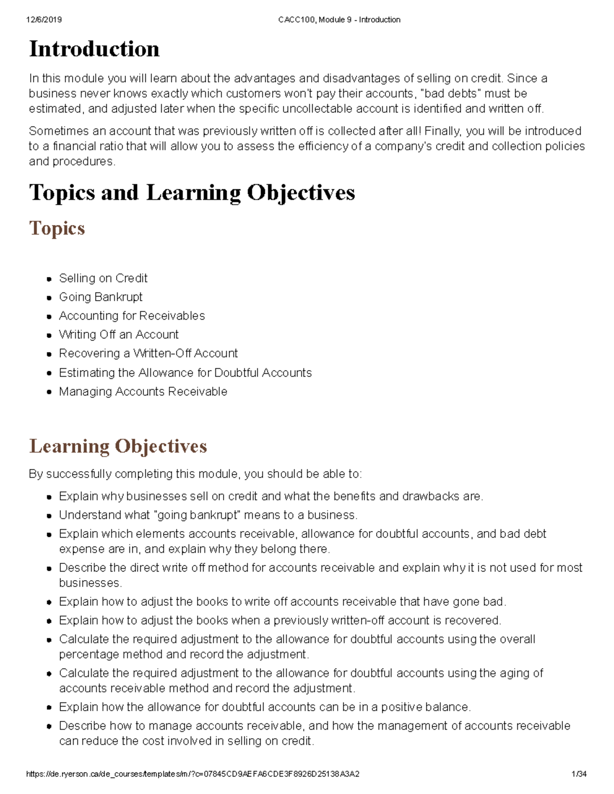 Accounts Receivable - Introduction In this module you will learn about ...