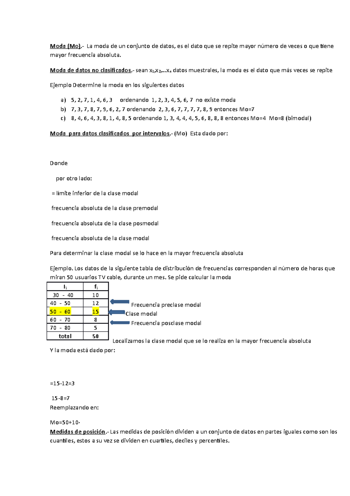 Moda - copia - Preparación para examen - Moda (Mo).- La moda de un ...