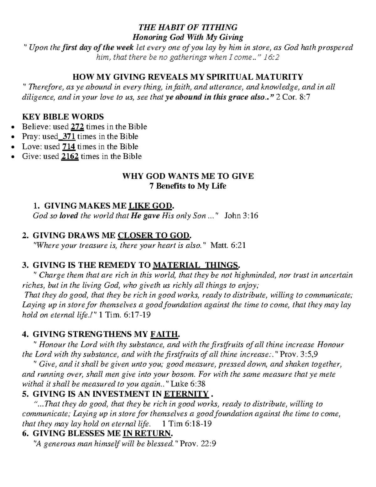 THE- Habit-OF- Tithing 2-1 complete - THE HABIT OF TITHING Honoring God ...