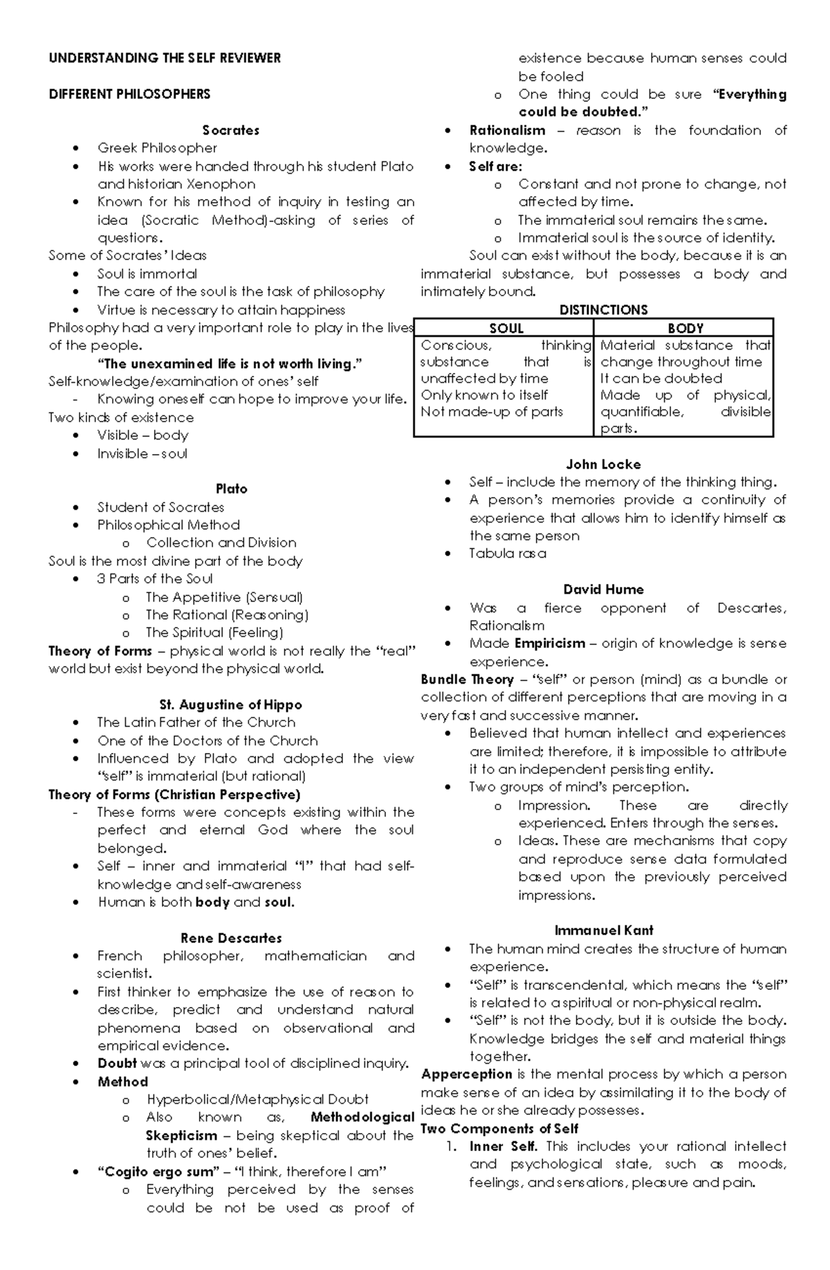 Bullet type Understanding the Self Reviewer - UNDERSTANDING THE SELF ...