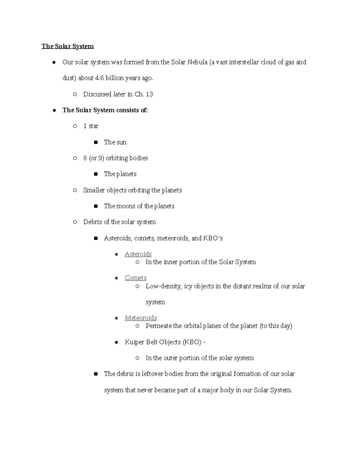 Solar System - Ch. 6 - (AST 103) - The Solar System Our solar system ...
