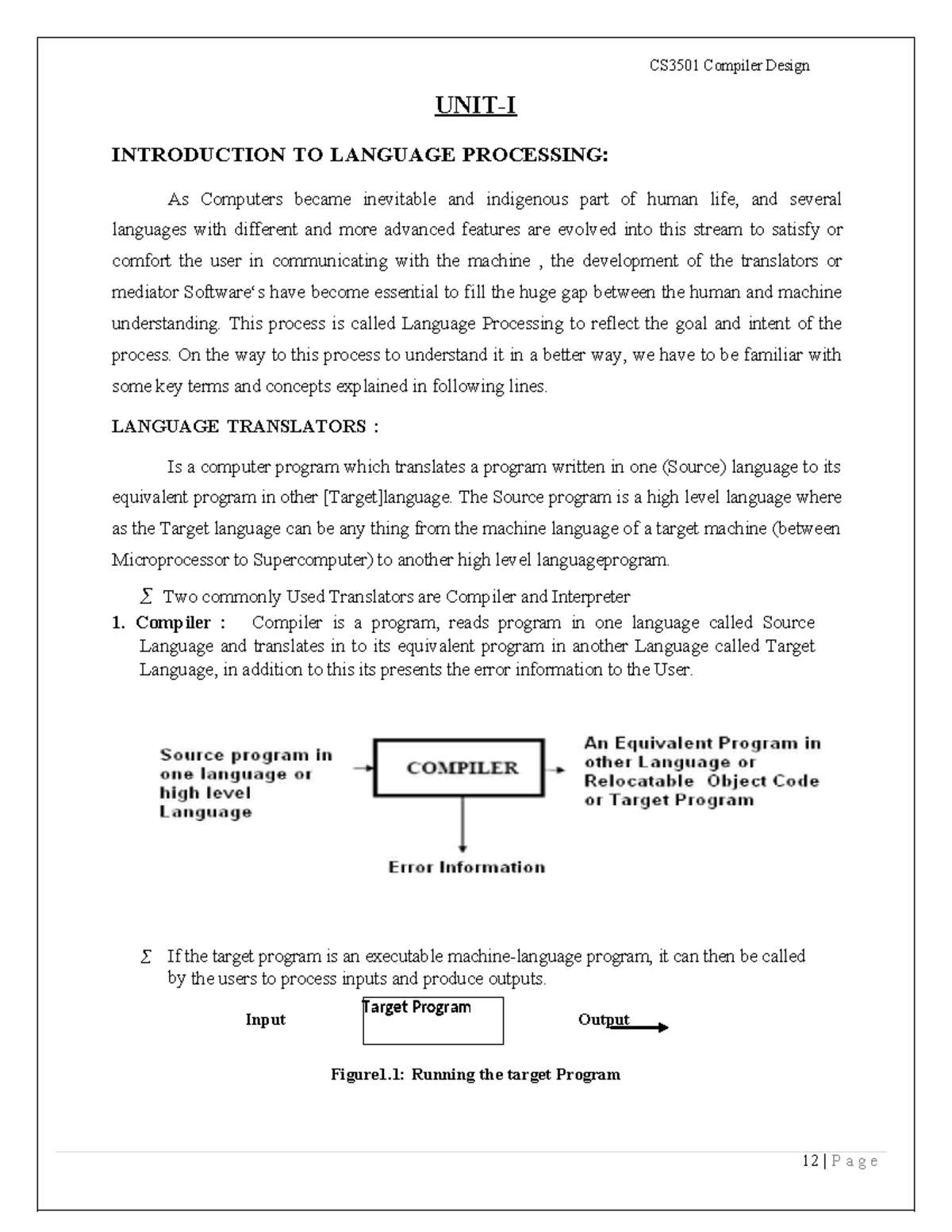 CS3501 - Compiler Design compressed compressed-1 - Target Program CS3501 Compiler Design UNIT-I ...