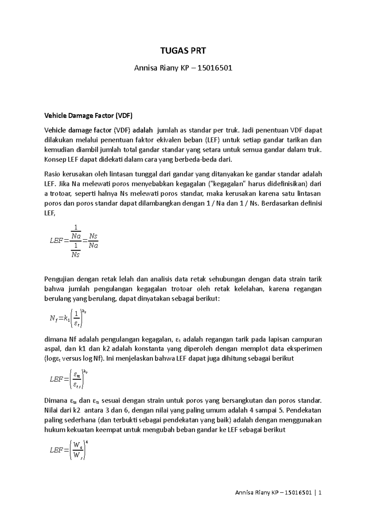 Vehicle Damage Factor - Homework - TUGAS PRT Annisa Riany KP – 15016501 Vehicle Damage Factor ...