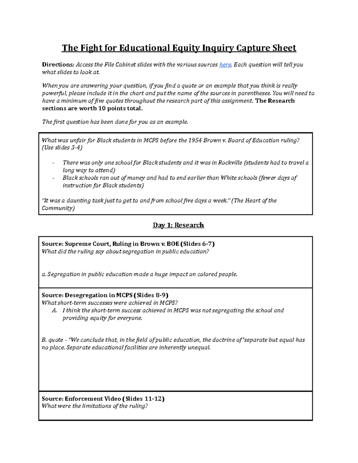 Copy of Evidence Capture Sheet Common Writing Task - The Fight for ...