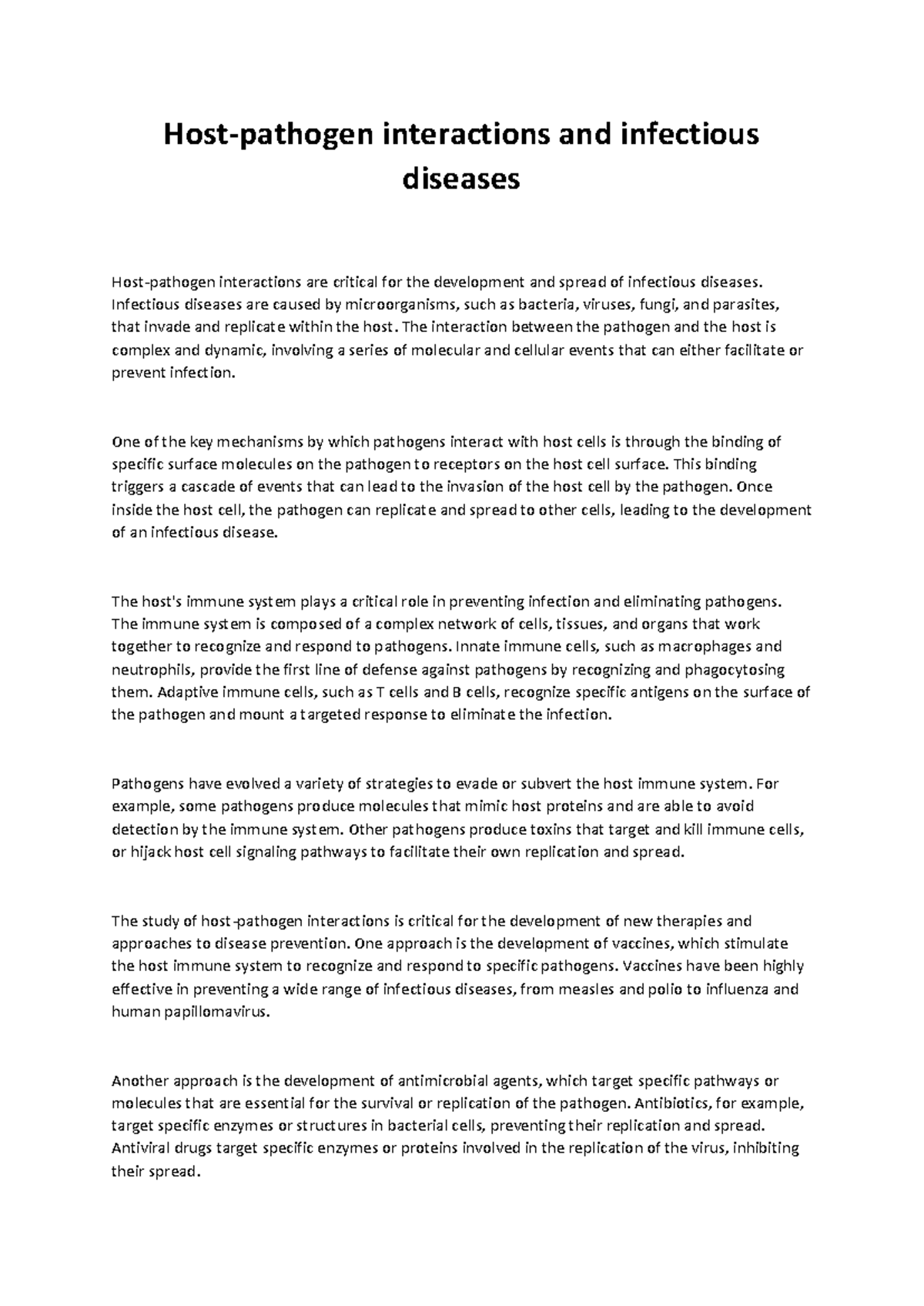 Host pathogen interactions and infectious diseases - Host-pathogen interactions and infectious ...