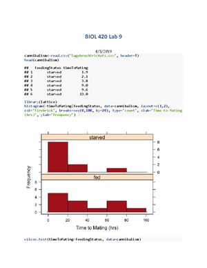 BIOL 420 Lab 4 - This is week four lab using R programming for Introduction to Biostats. These ...