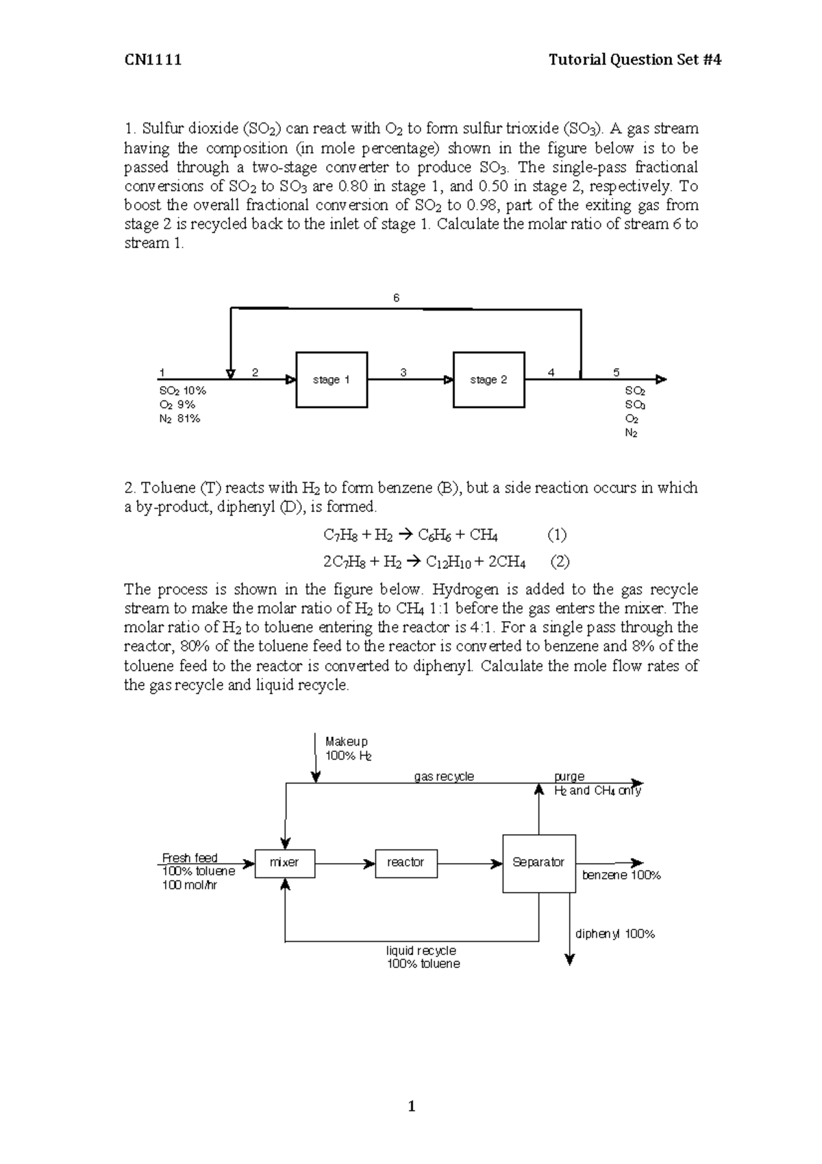Tutorial Question Set 04 - CN1111 Tutorial Question Set # 1 Sulfur ...