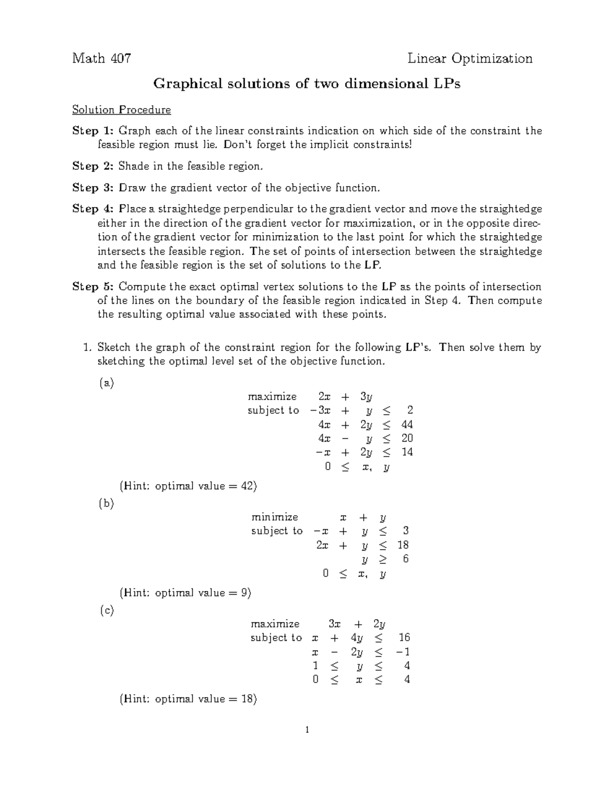 2d LPs - 2dLinearProgramming - Math 407 Linear Optimization Graphical ...