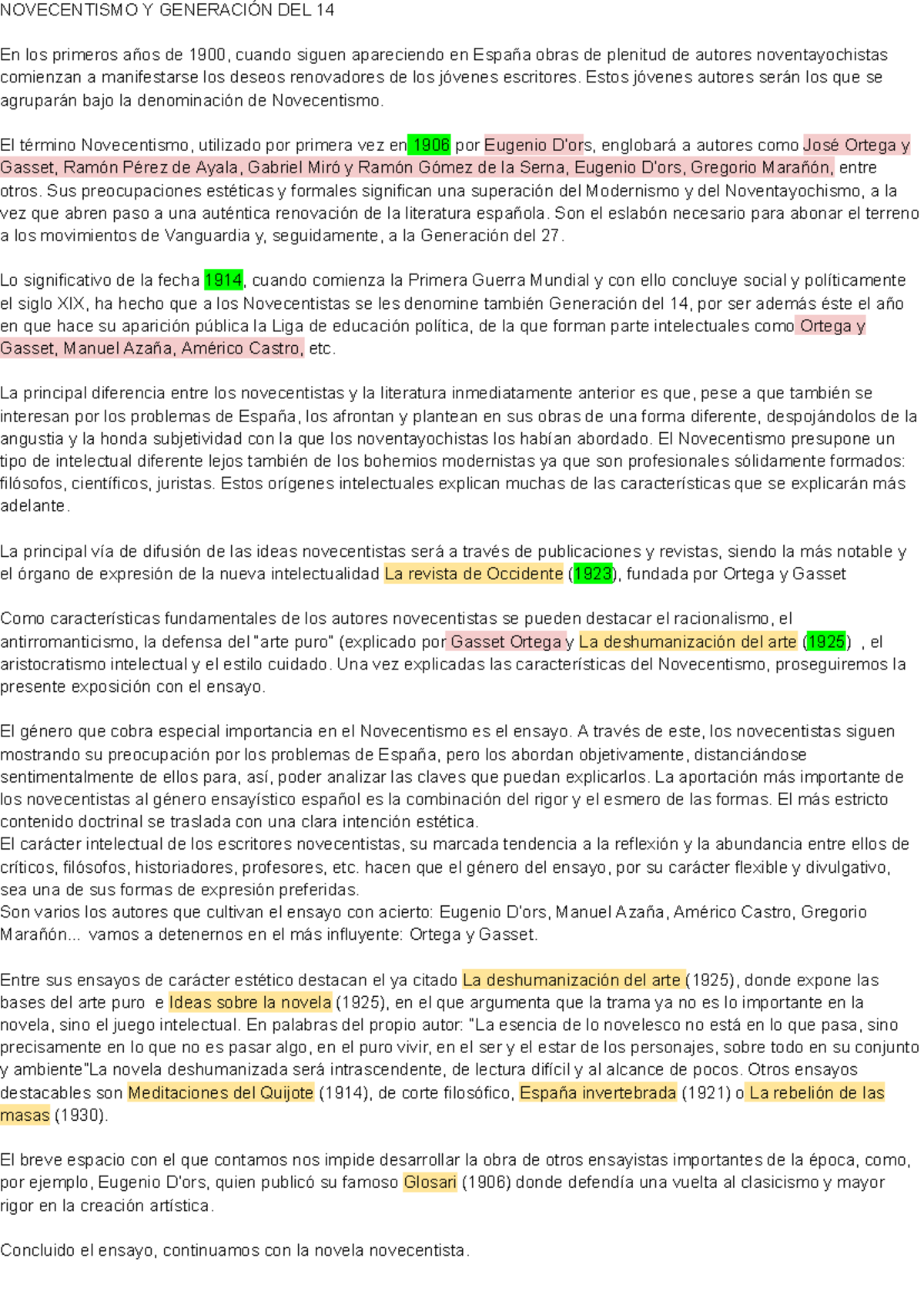 Novecentismo Y GeneracióN DEL 14 - NOVECENTISMO Y GENERACIÓN DEL 14 En ...