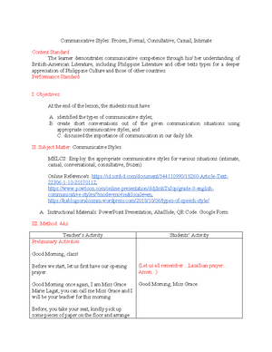 Parallelism Grade 8 Lesson Plan - La Salle University College of ...