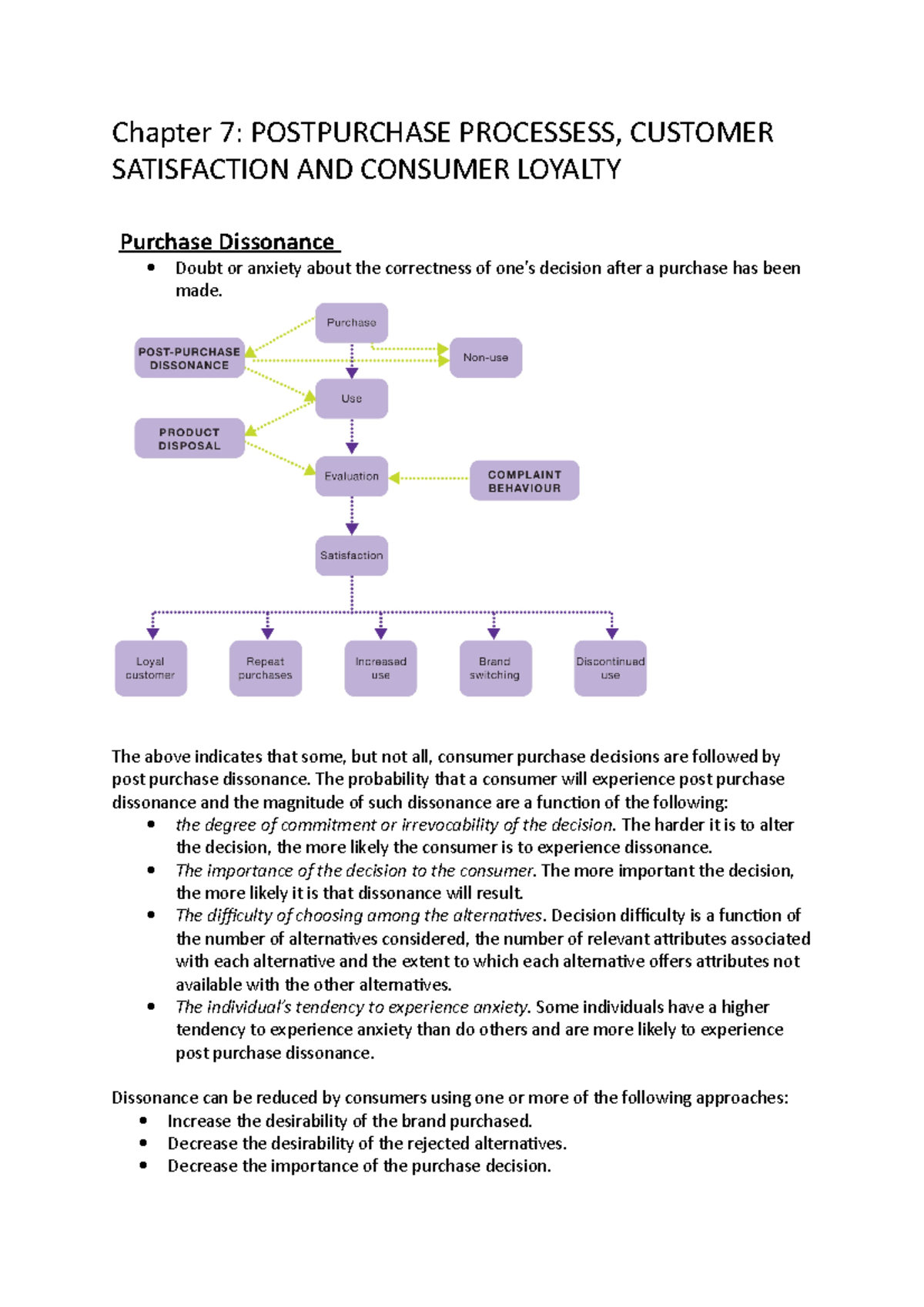 BB Guidelines - Lecture notes 7 onwards - Chapter 7: POSTPURCHASE ...