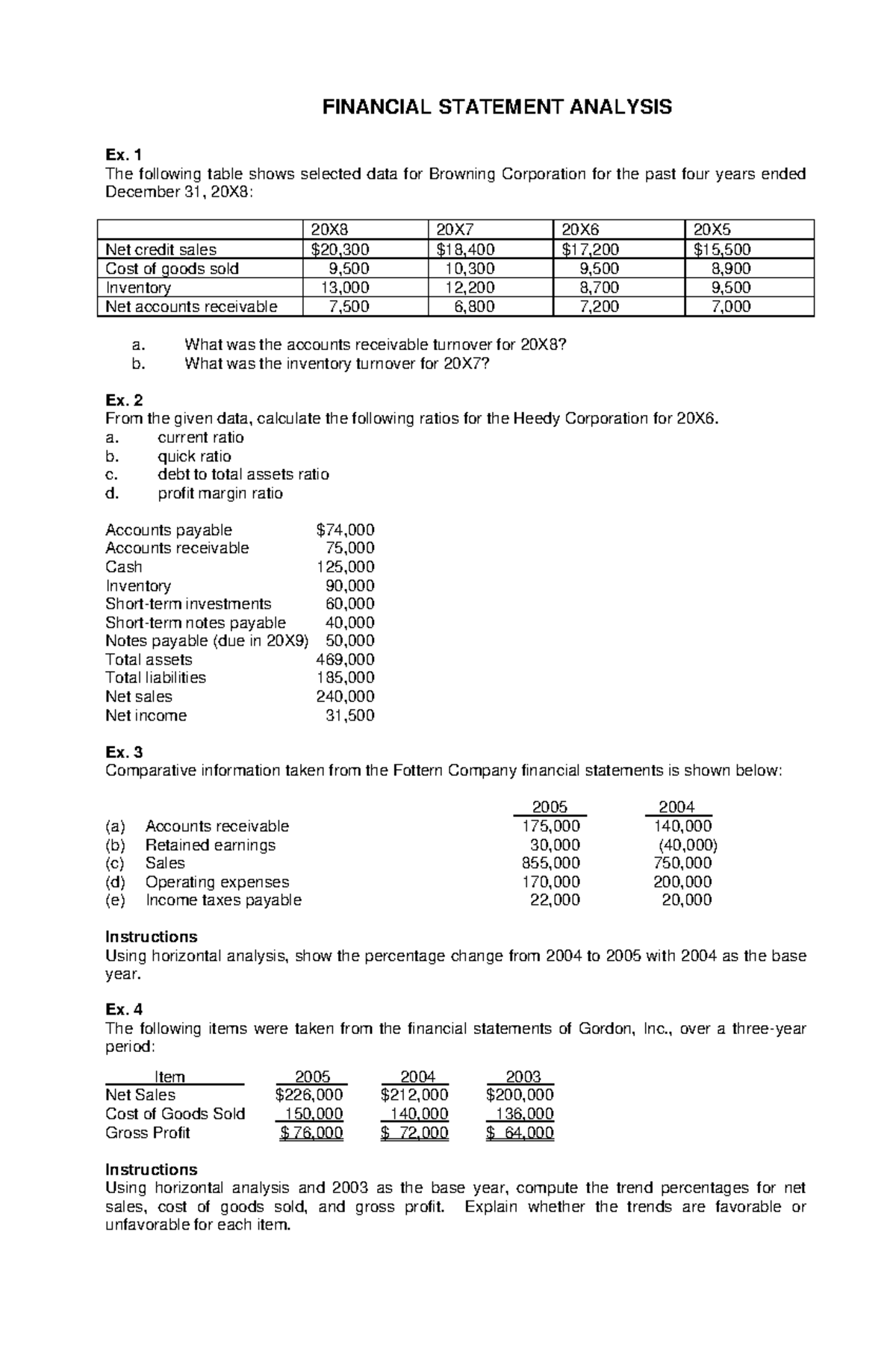 ACC108 012 Exercises-Problems (FS Analysis) - FINANCIAL STATEMENT ...